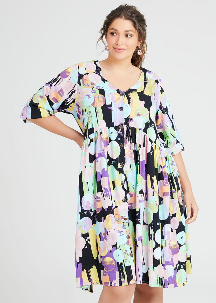 Shop Plus Size Capri Natural Gathered Dress in Print | Taking Shape AU
