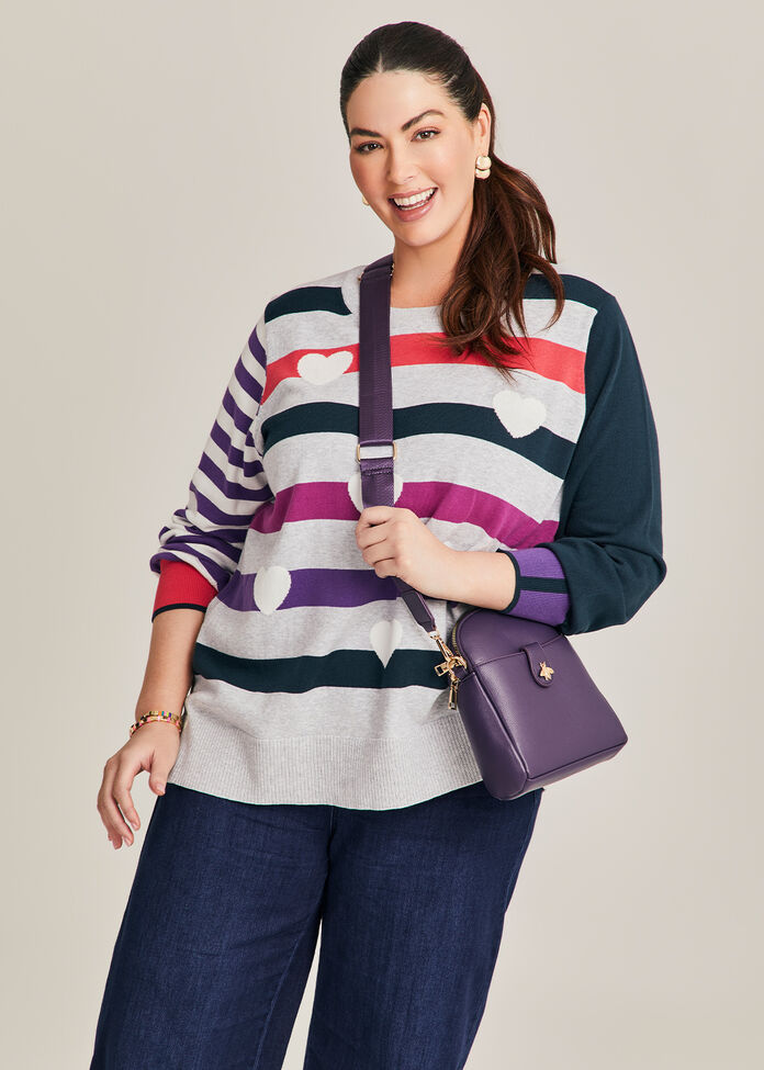 Shop Plus Size Cotton Stripe Heart Jumper, Stripes | Taking Shape AU
