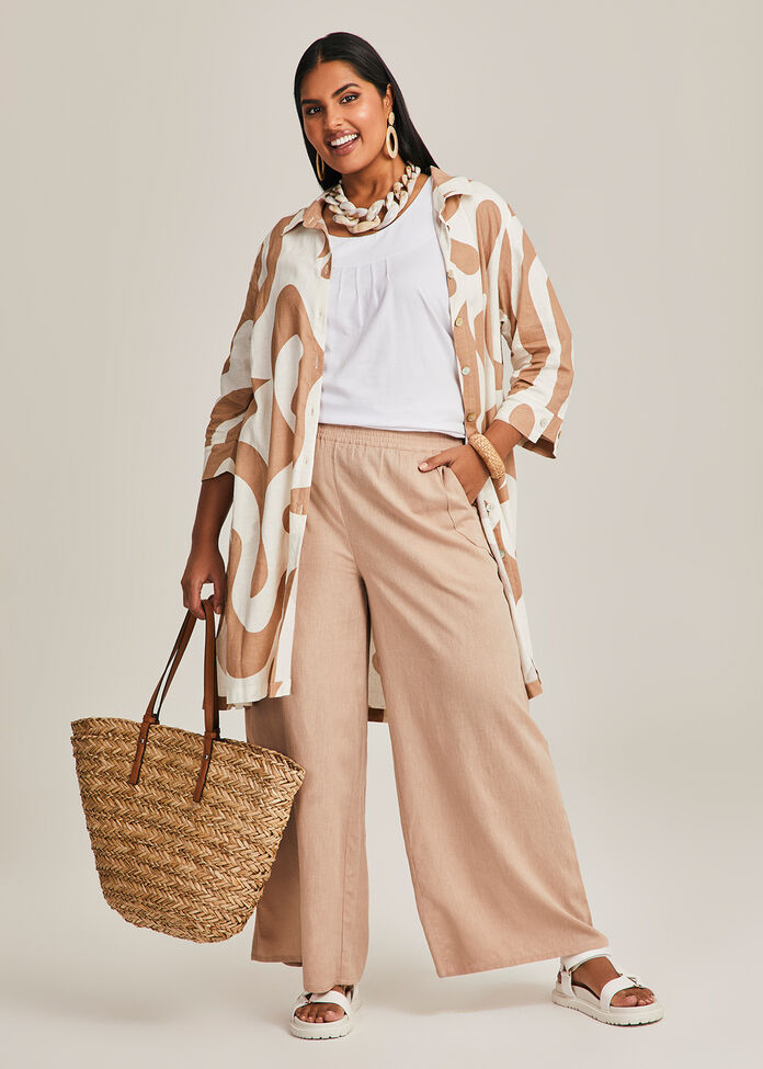 Shop Plus Size Longline Linen Bamboo Shirt, Multi | Taking Shape AU