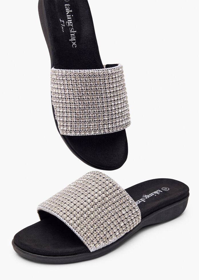 Shop Black Bling Flex Wedge Slide | Comfortable Shoes | Taking Shape AU