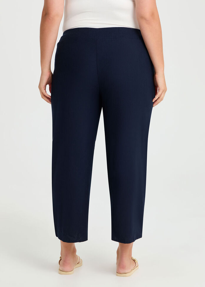 Shop Plus Size Lantern Stretch Linen Pant, Navy | Taking Shape AU