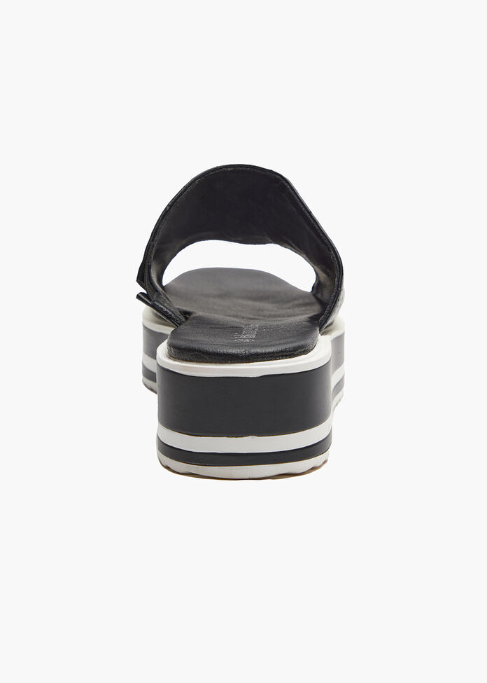 Shop Black Striped Wedge Slide | Comfortable Shoes | Taking Shape AU