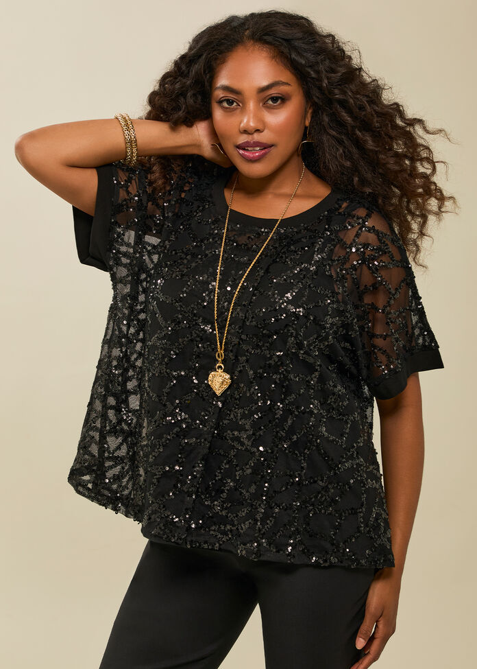 Shop Plus Size Enchanted Sequins Overtop, Black | Taking Shape NZ
