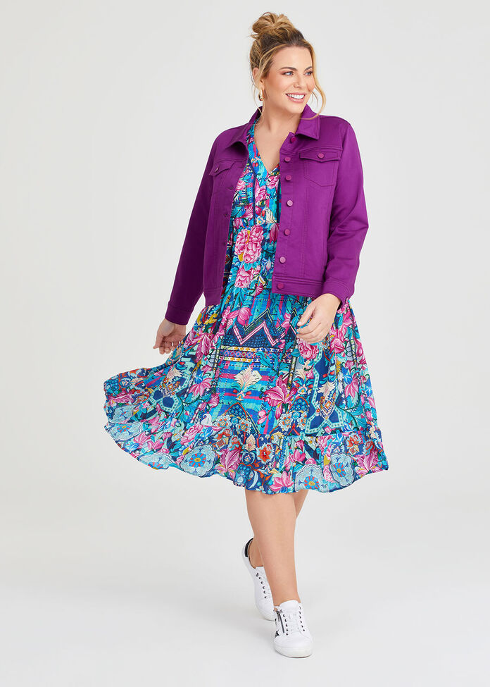 Shop Plus Size Coloured Classic Denim Jacket in Purple | Taking Shape AU