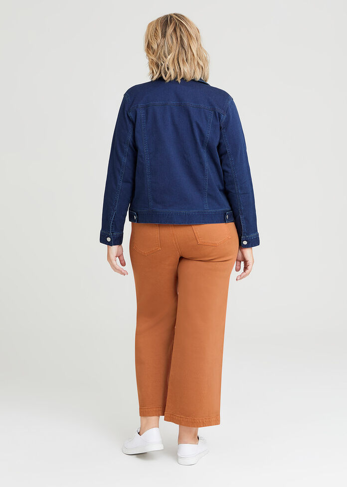 Shop Plus Size Inside Print Denim Jacket, Blue | Taking Shape AU