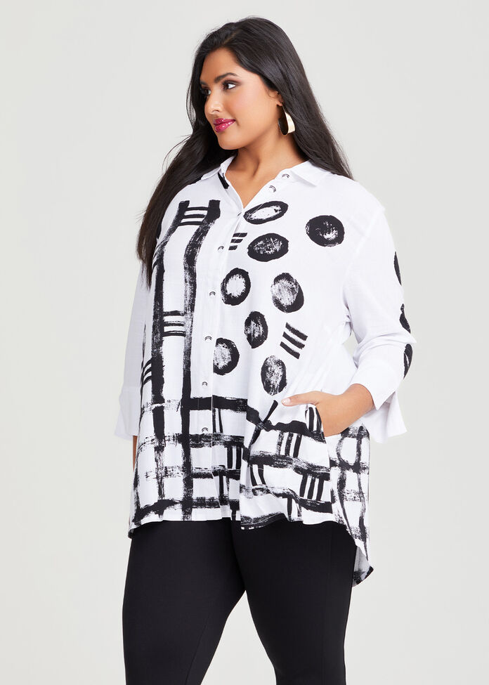 Shop Plus Size Zip Back Natural Shirt, Black | Taking Shape AU