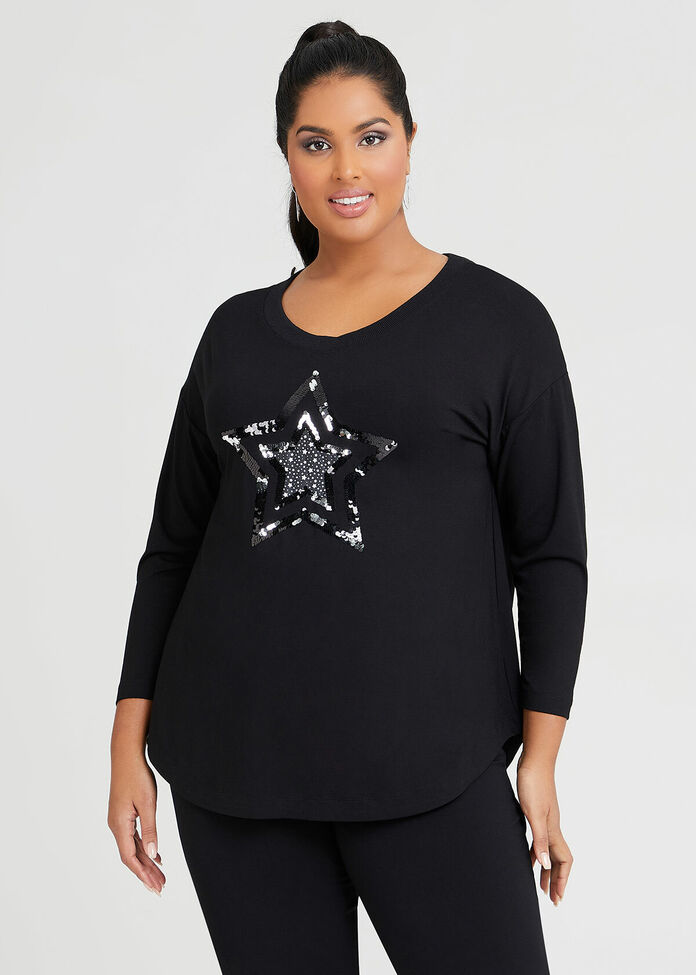 Shop Plus Size Natural Shining Star Top, Black | Taking Shape AU