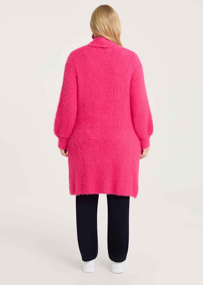 Shop Plus Size Fluffy Knit Cosy Cardigan, Pink | Taking Shape AU
