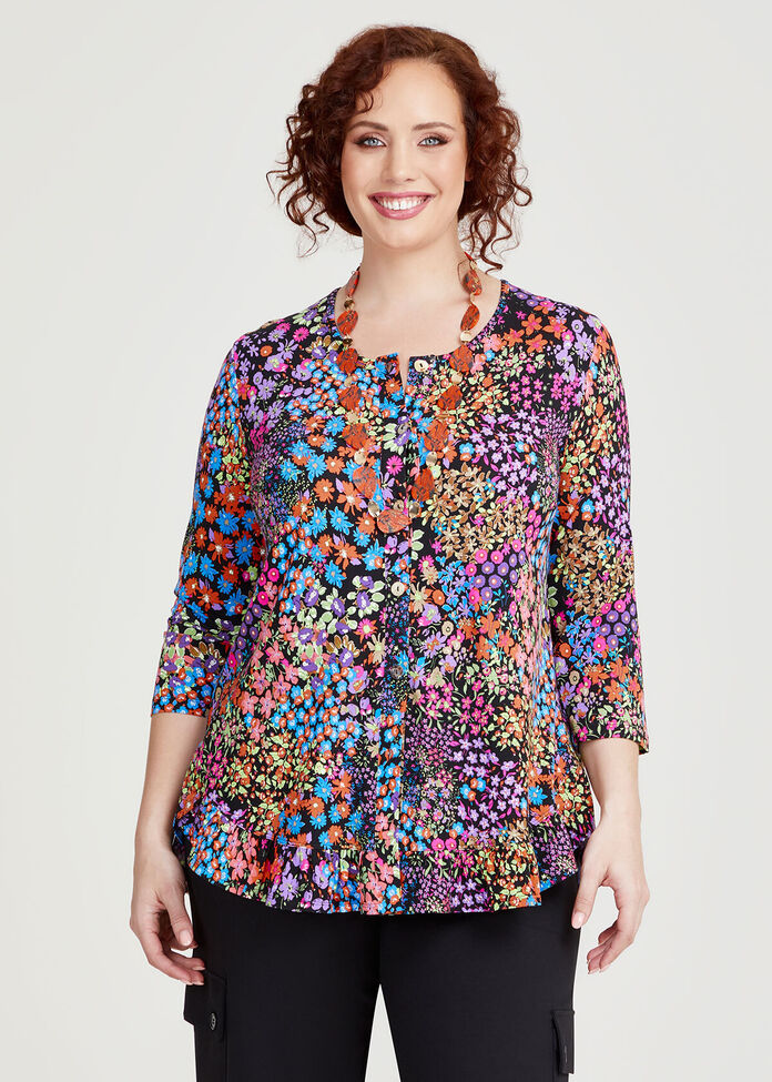Shop Plus Size Ditsy Floral Natural Top, Multi | Taking Shape AU