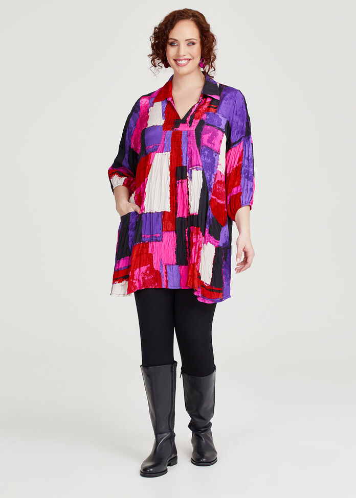 Shop Plus Size Abstract Check Natural Tunic, Multi | Taking Shape AU