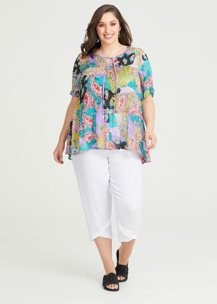 Shop Plus Size Sparkle Tiered Natural Top, Multi | Taking Shape NZ