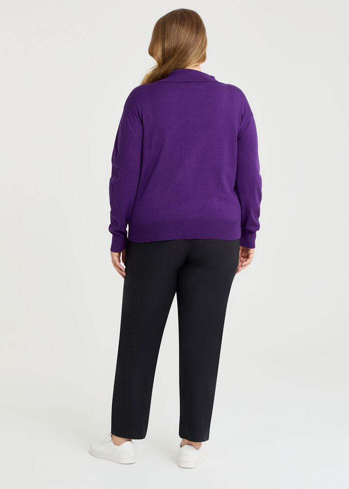 Shop Plus Size Polo Collar Natural Jumper, Purple | Taking Shape NZ