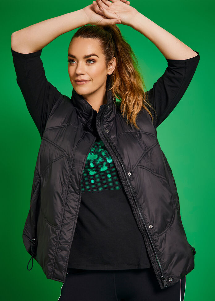 Shop Plus Size Active Spliced Puffer Vest, Black | Taking Shape NZ