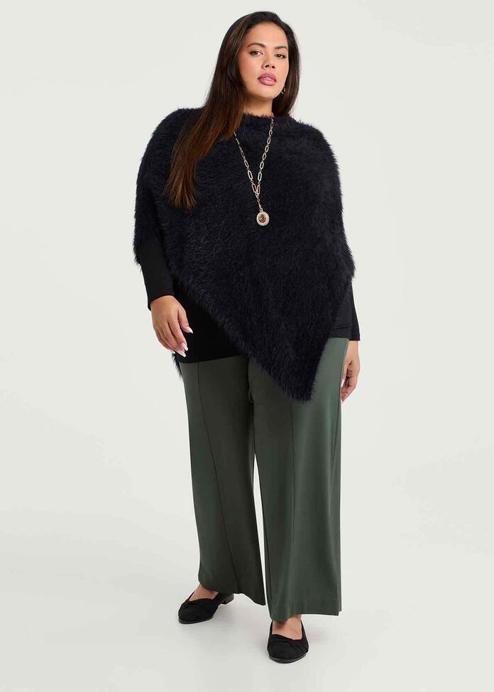 Fluffy Black Poncho: Plus Size Women's | Taking Shape AU