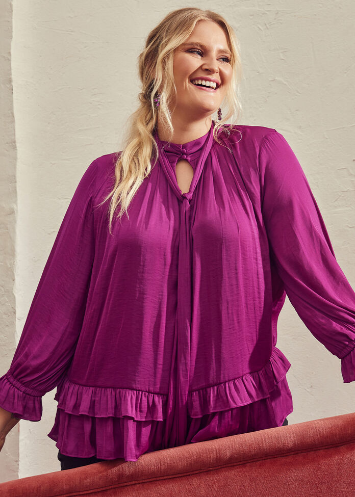 Shop Plus Size Luxe Brittany Bow Top, Red | Taking Shape UK