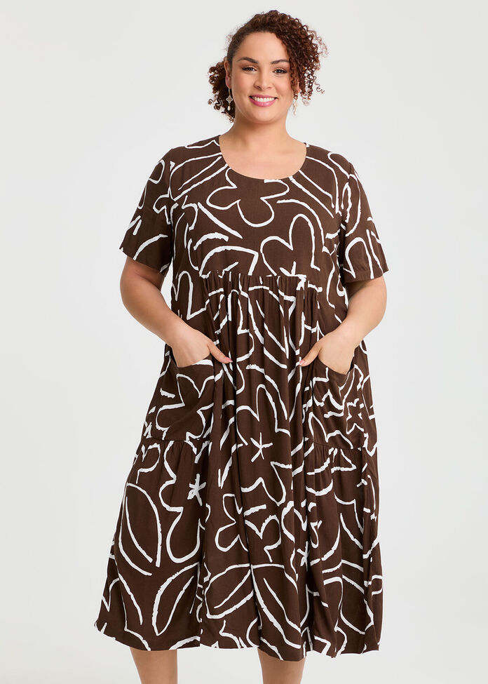 Shop Plus Size Natural Pocket Midi Dress, Multi | Taking Shape NZ