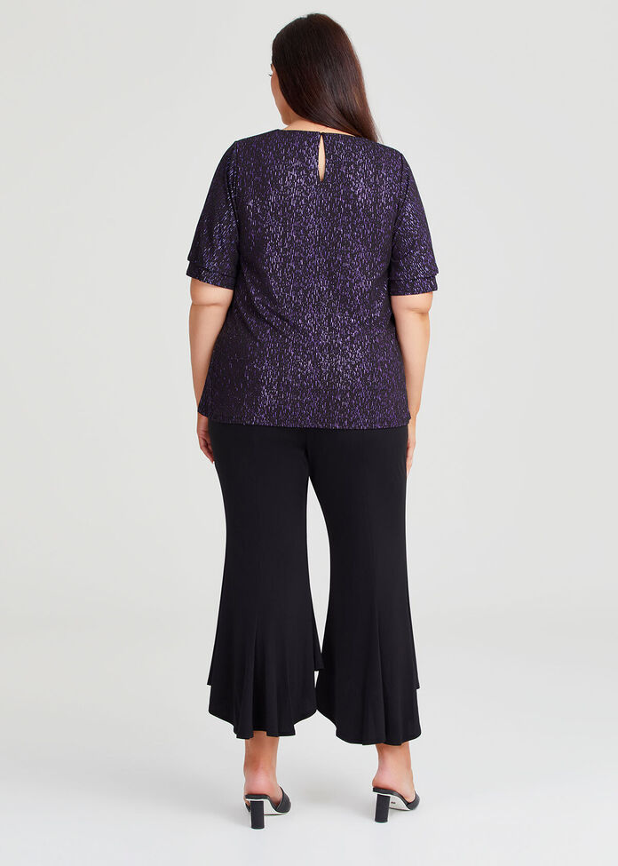 Shop Plus Size Anna Foil Printed Evening Top, Black | Taking Shape NZ