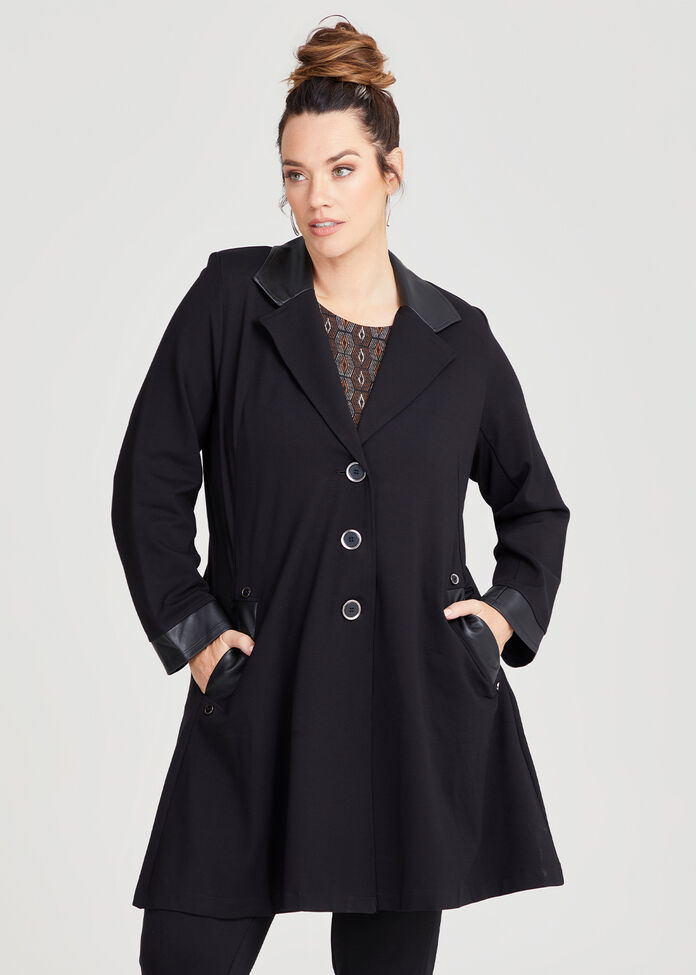 Shop Plus Size Bamboo Ponte & Faux Leather Jacket, Black | Taking Shape AU