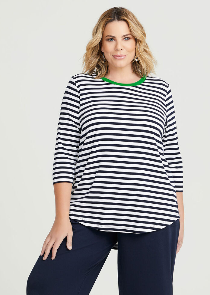 Shop Plus Size Bamboo Ponte Stripe Top Blue Taking Shape Au