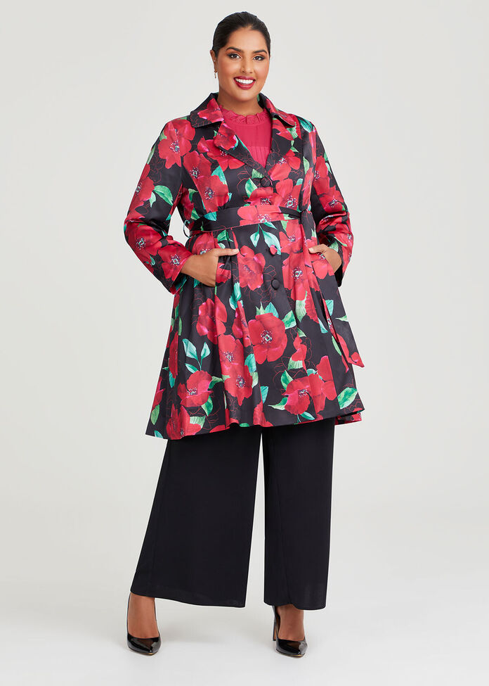 Shop Plus Size Poppy Satin Evening Coat, Red | Taking Shape NZ