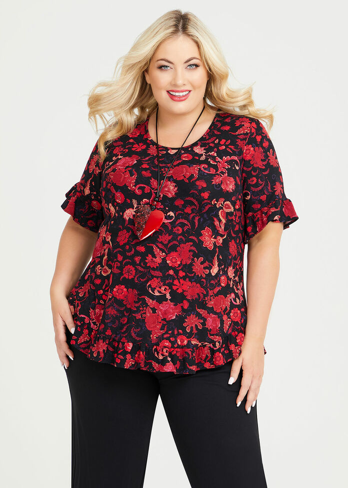 Shop Plus Size Natural Print Ruffle Top, Multi | Taking Shape AU