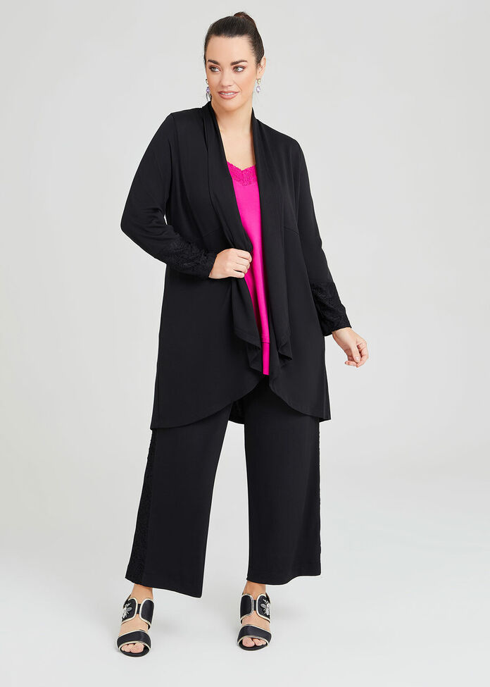 Shop Plus Size Bamboo Lace Ponte Cardigan Jacket, Black | Taking Shape AU