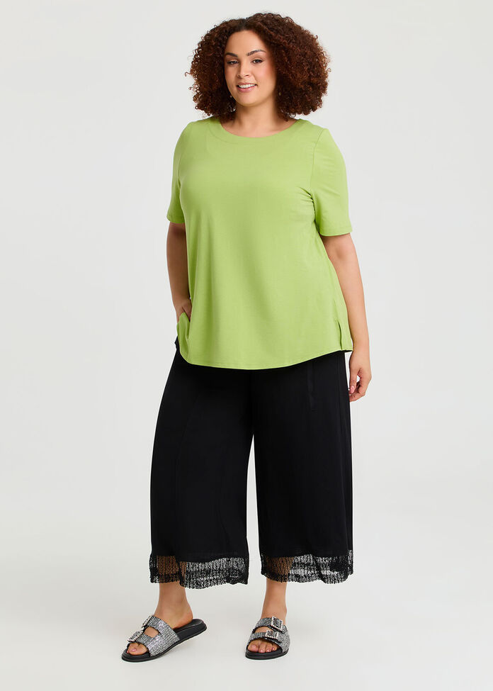 Shop Plus Size Mesh Trim Natural Pant, Black | Taking Shape AU