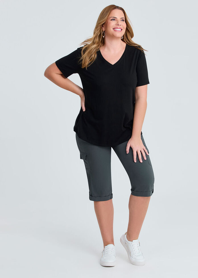 Shop Plus Size Castaway Rib Cargo Crop Pant, Black | Taking Shape NZ