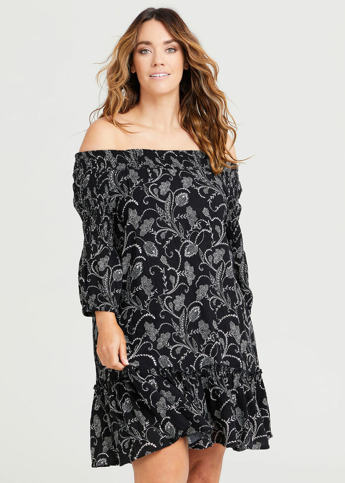 Shop Plus Size Natural Floral Shirred Dress In Multi Taking Shape Au