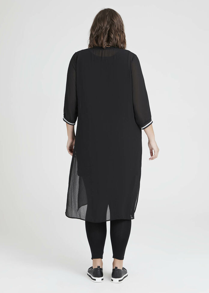 Shop Plus Size Chiffon Chalet Ruffle Neck Tunic, Black | Taking Shape AU