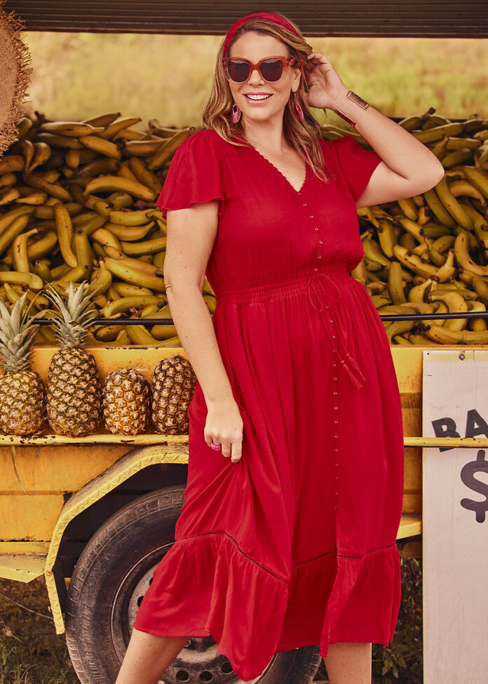 Shop Plus Size Natural Easy Chic Dress, Red | Taking Shape NZ