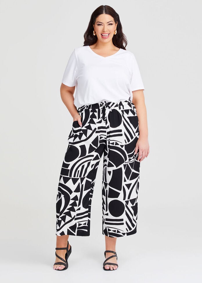 Plus Size Black & White Graphic Print Pants | Taking Shape AU