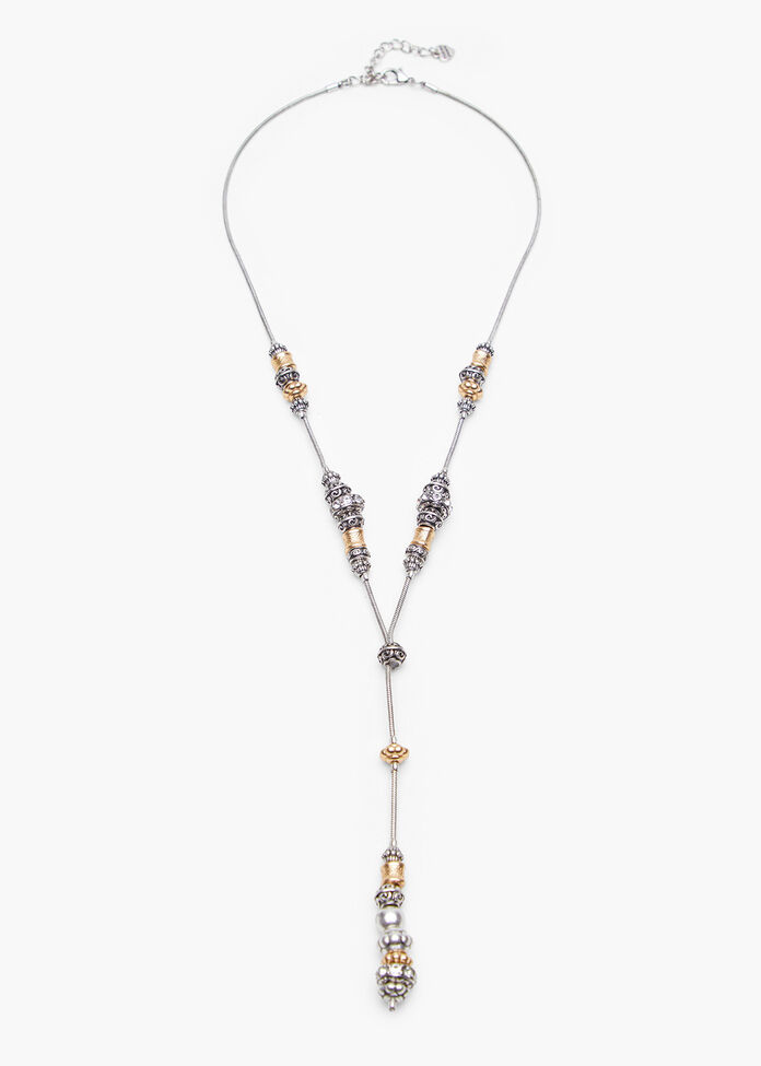 Shop Two Tone Charm Lariat Necklace in Multi | Accessories | Taking ...