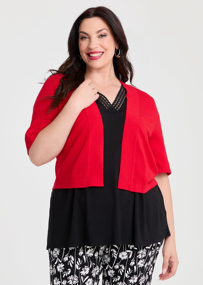 Shop Plus Size Jessie Crop Natural Cardigan, Red | Taking Shape AU