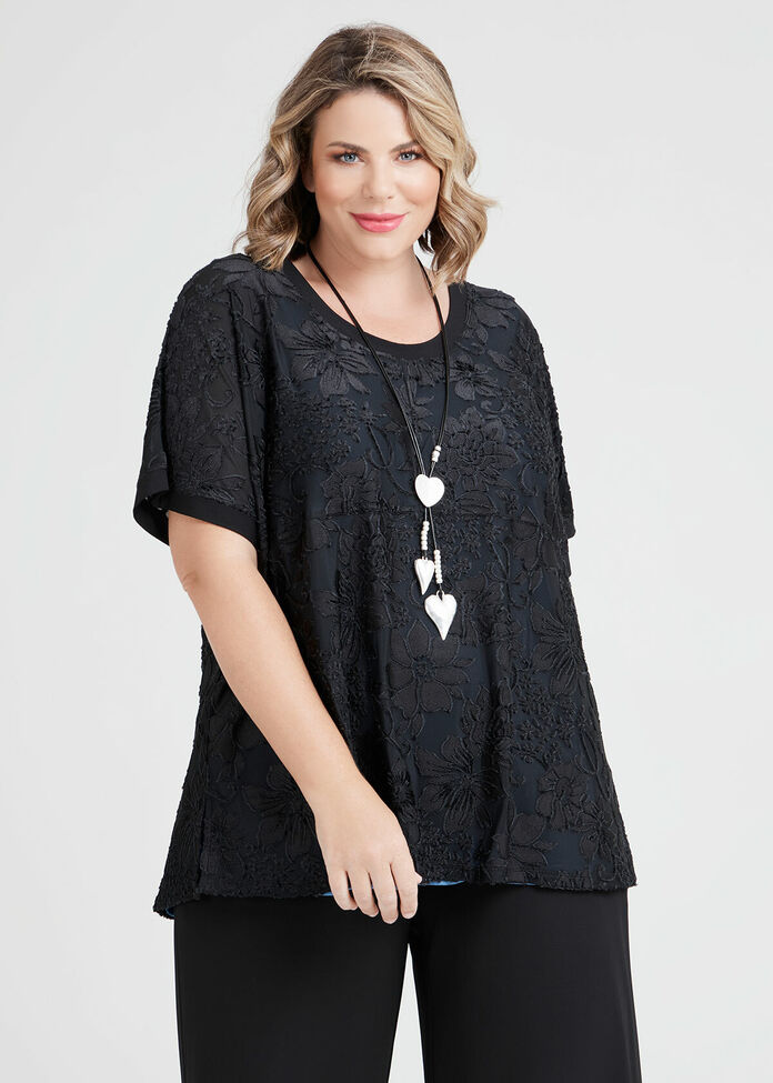 Shop Plus Size Rosetta Burnout Top, Black | Taking Shape AU