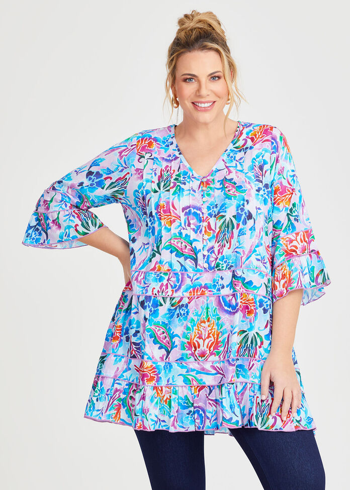 Shop Plus Size Cotton Pintuck Tiered Tunic, Multi | Taking Shape AU