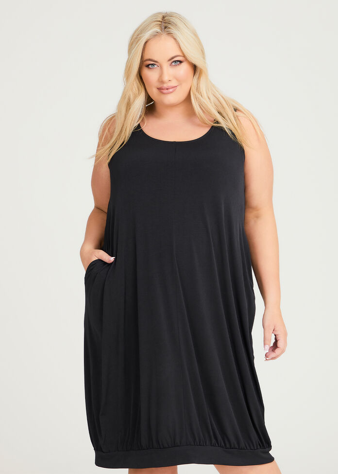 Luna Balloon Hem Dress in Black in sizes 12 to 30 | Taking Shape UK