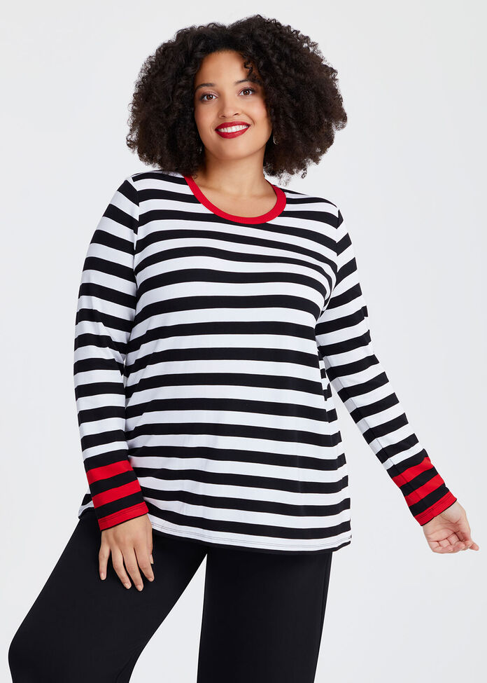 Shop Plus Size Bamboo Ponte Contrast Stripe Top, Stripes | Taking Shape NZ