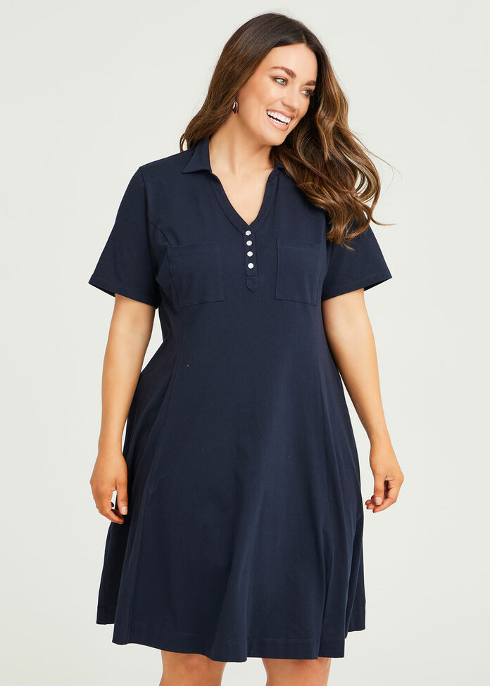 Shop Plus Size Cotton Polo Dress, Blue | Taking Shape AU
