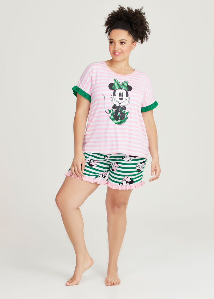 Shop Plus Size Minnie Mouse Stripe Pyjama Short, Multi | Taking Shape AU