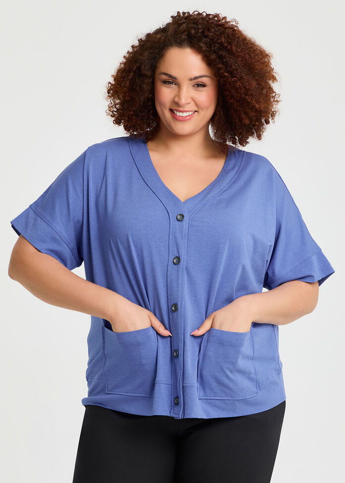 Shop Plus Size Pima Cotton Essential Cardigan, Blue | Taking Shape AU