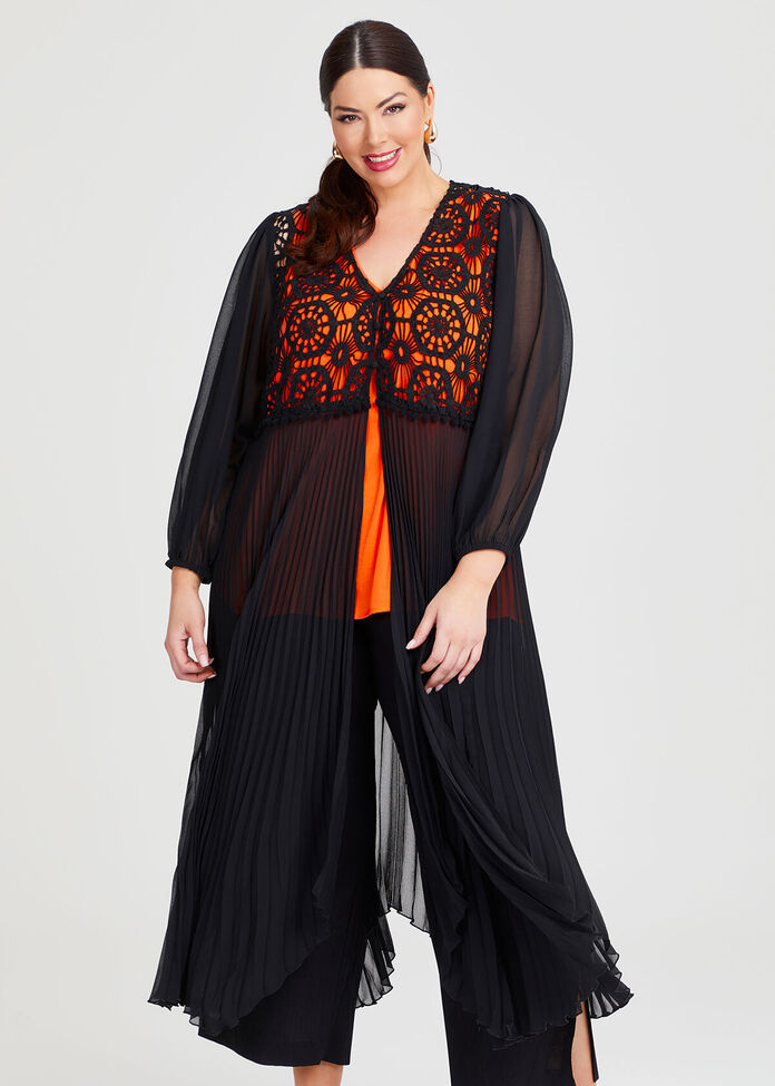 Shop Plus Size Hippolyta Lace Pleated Duster, Black | Taking Shape AU