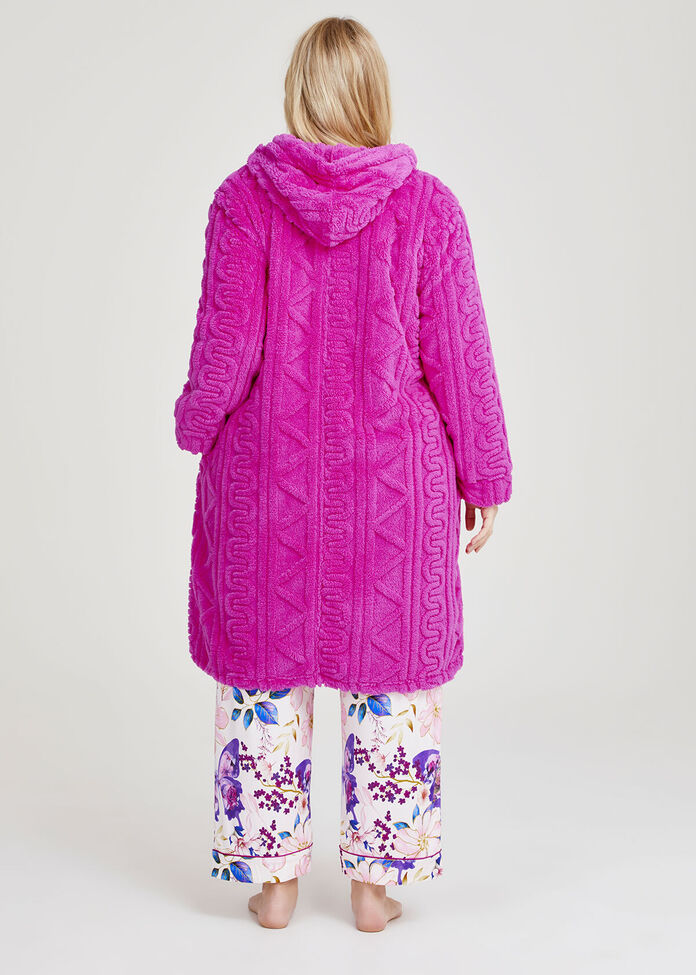 Shop Plus Size Plush Hooded Zip Up Robe in Purple | Sizes 12-30 ...