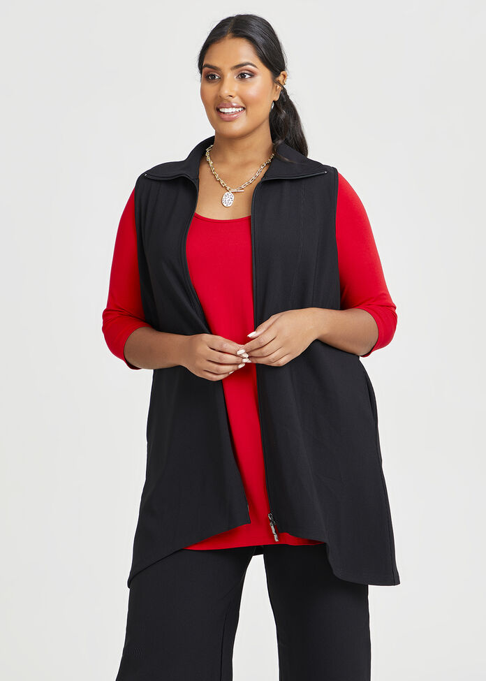 Shop Plus Size Ottoman Rib Zip Vest, Black | Taking Shape AU