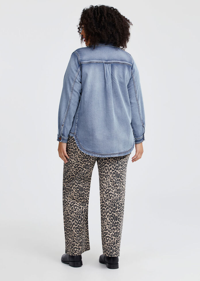 Plus Size Denim Patch Shacket with Pockets | Taking Shape AU