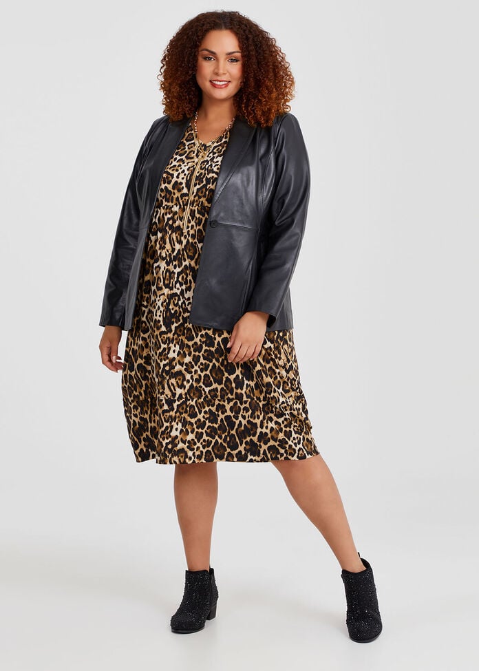 Shop Plus Size Ade Leopard 3/4 Sleeve Dress, Brown | Taking Shape AU