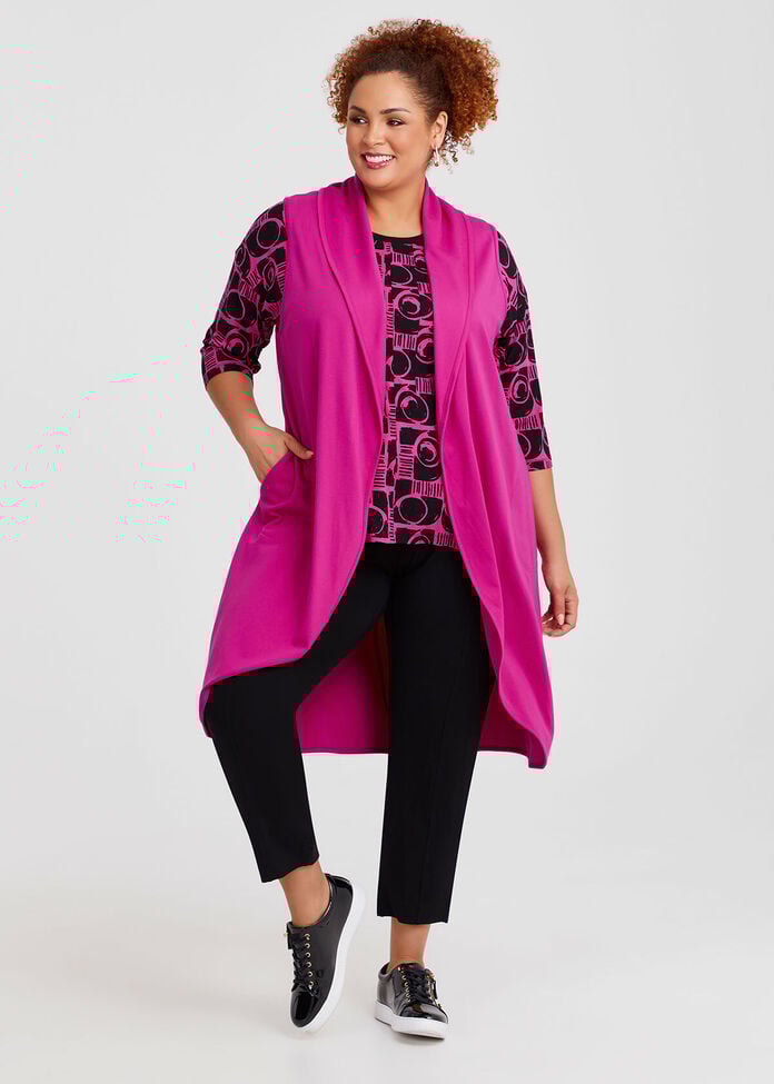 Shop Plus Size Ponte Spotlight Sleeveless Long Vest Purple Taking