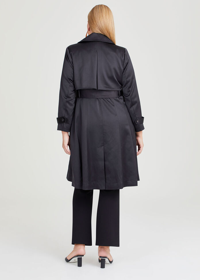 Shop Plus Size Sabina Satin Trench Coat, Black | Taking Shape AU