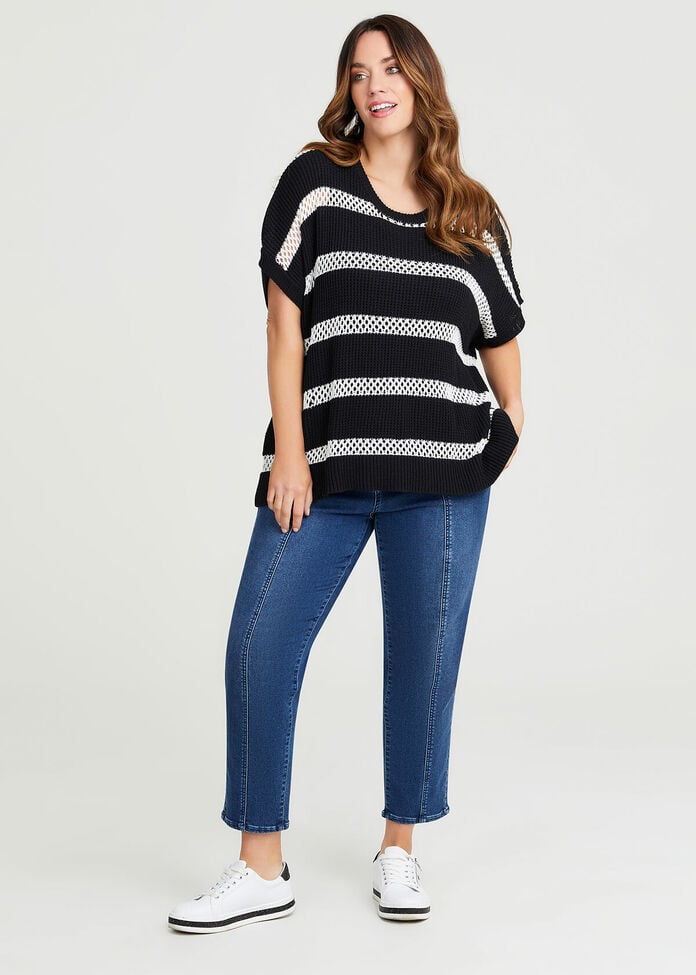 Shop Plus Size Textured Stripe Jumper, Black | Taking Shape AU