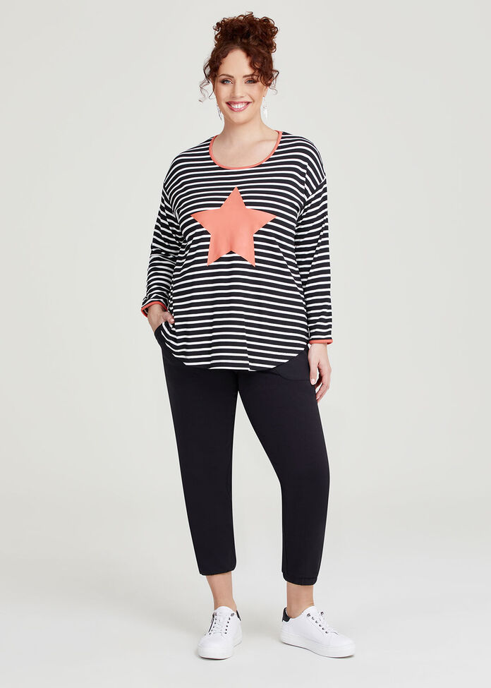 Shop Plus Size Bamboo Ponte Star Stripe Top Black Taking Shape Au